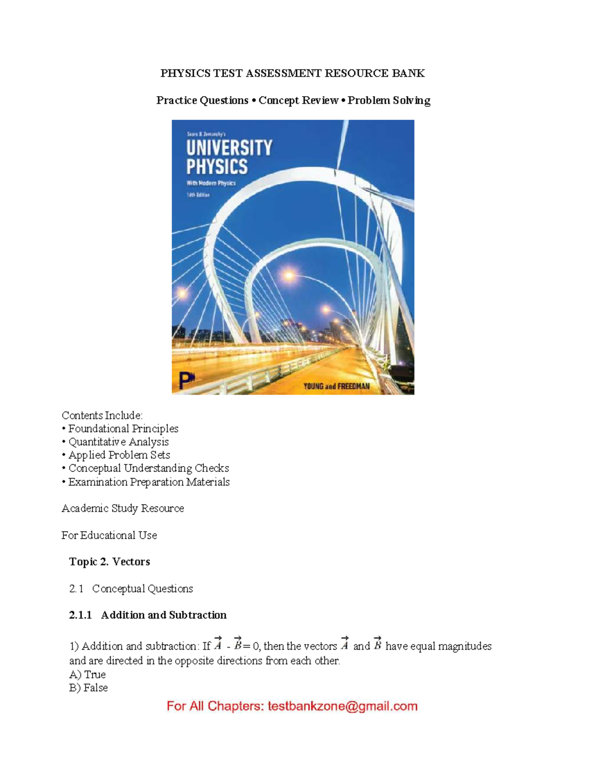 PHYSICS 101: Vectors Concept Review & Practice Questions - Studocu