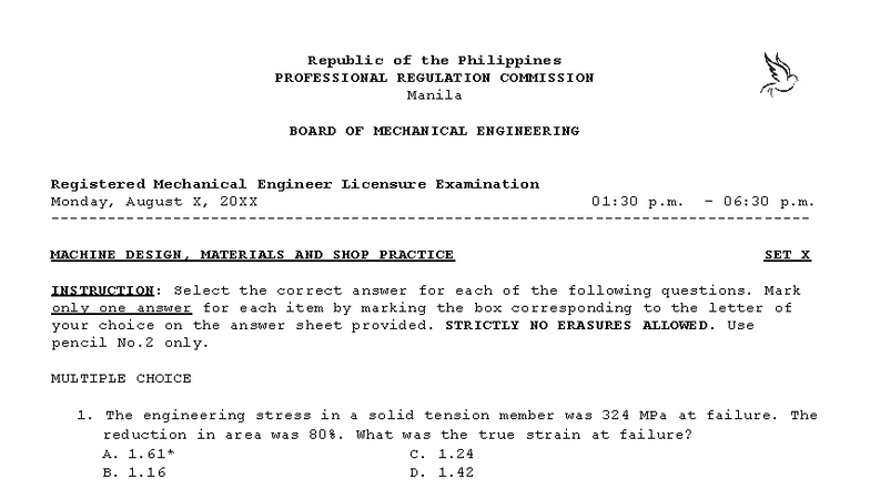 MD Board Exam - Mechanical Engineering Design Study Guide - Studocu