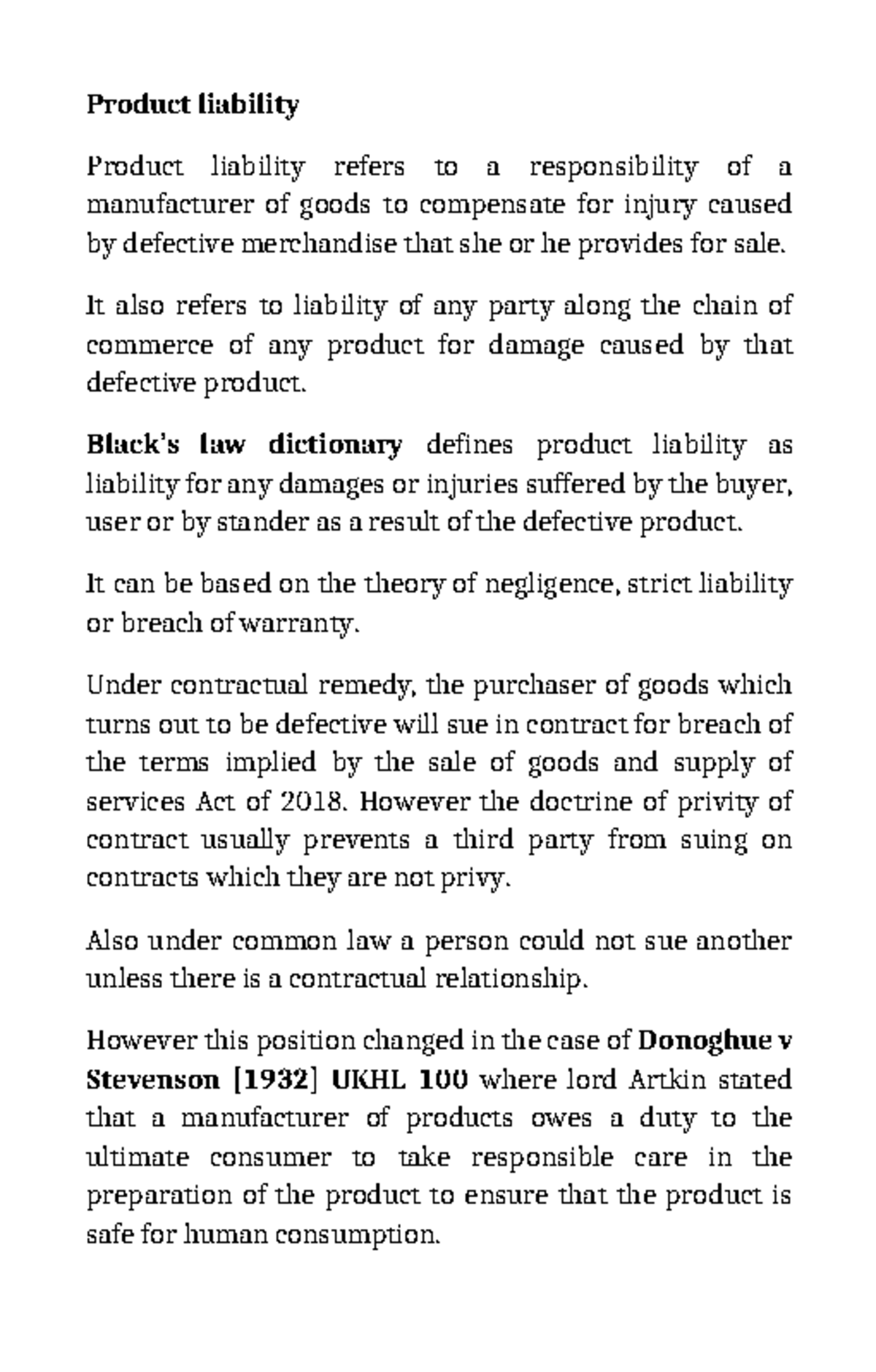 Tort Product Liability: Understanding Negligence and the Duty of Care ...