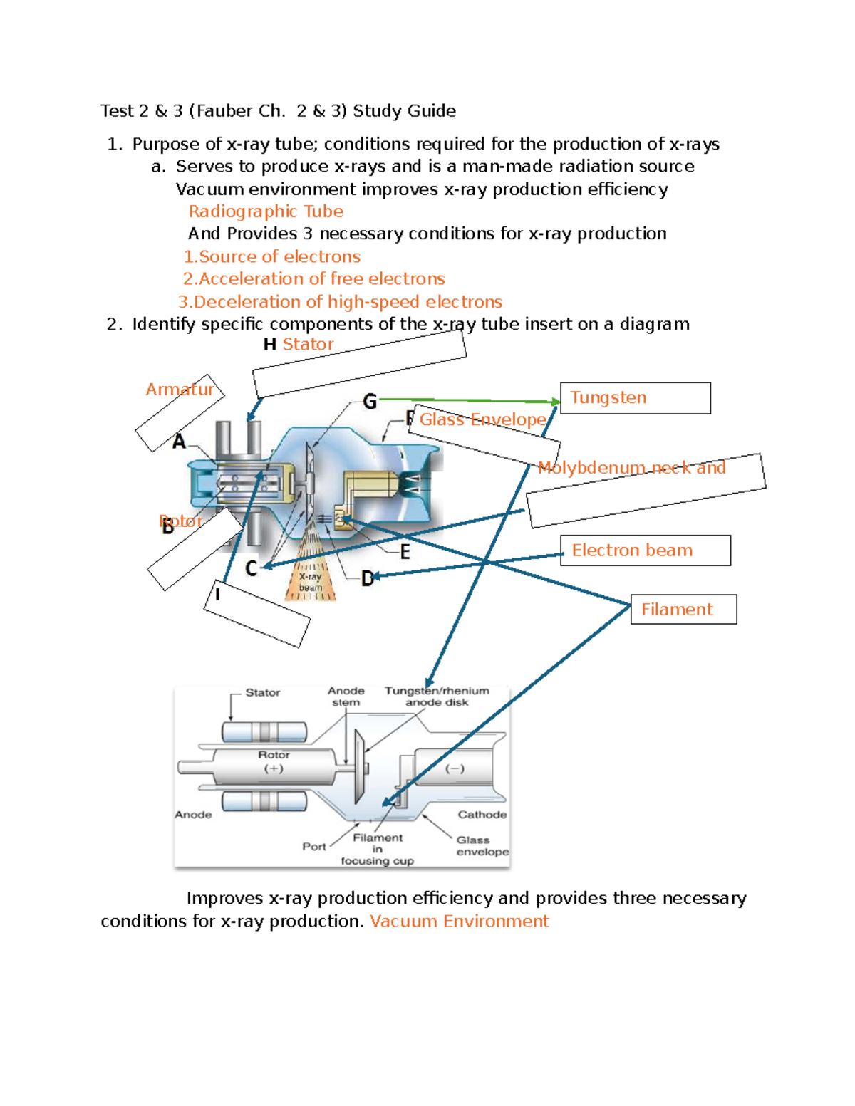 Test 2 Study Guide: X-Ray Beam Production (Fauber Ch. 2 & 3) - Studocu