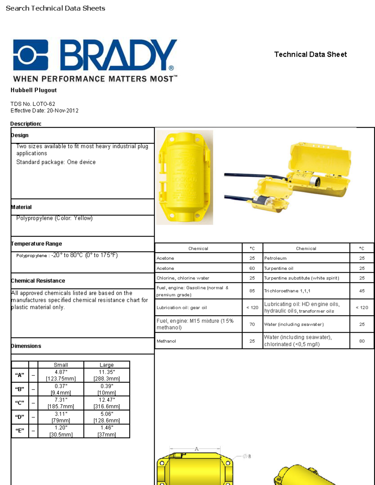 Technical Data Sheet for Bloqueo Enchufe IND - Brady 65968 - Studocu