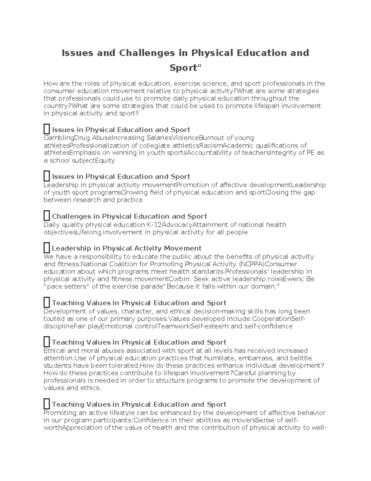 Challenges and Issues in PE and Sports: Strategies for Lifelong ...