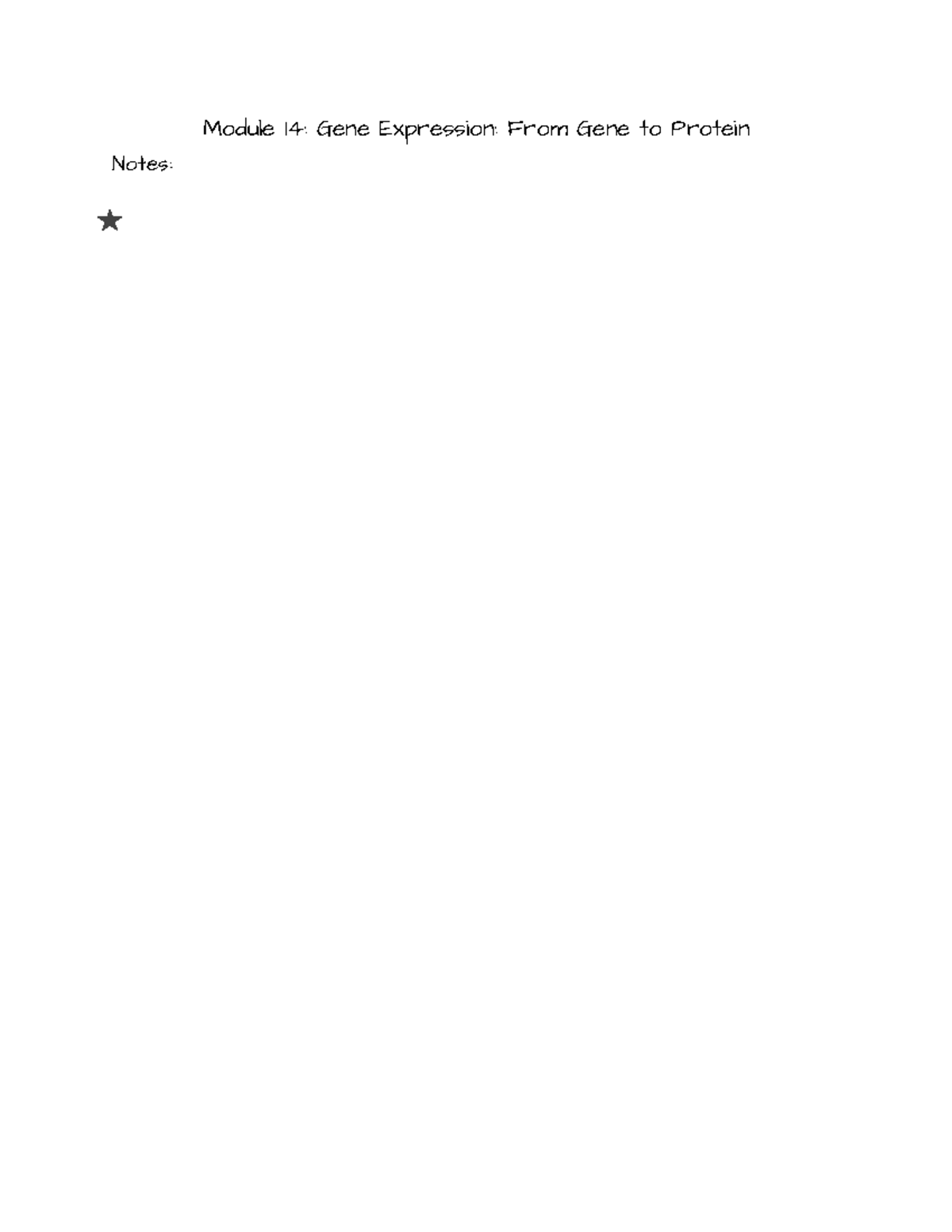 Gene Expression and Protein Synthesis Notes - BIO 101 Spring 2025 ...