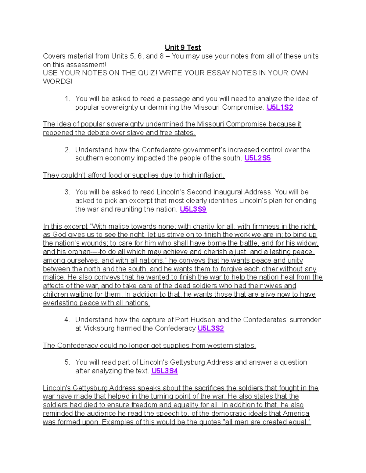 US History 11 - Unit 9 Test Study Guide and Key Concepts - Studocu