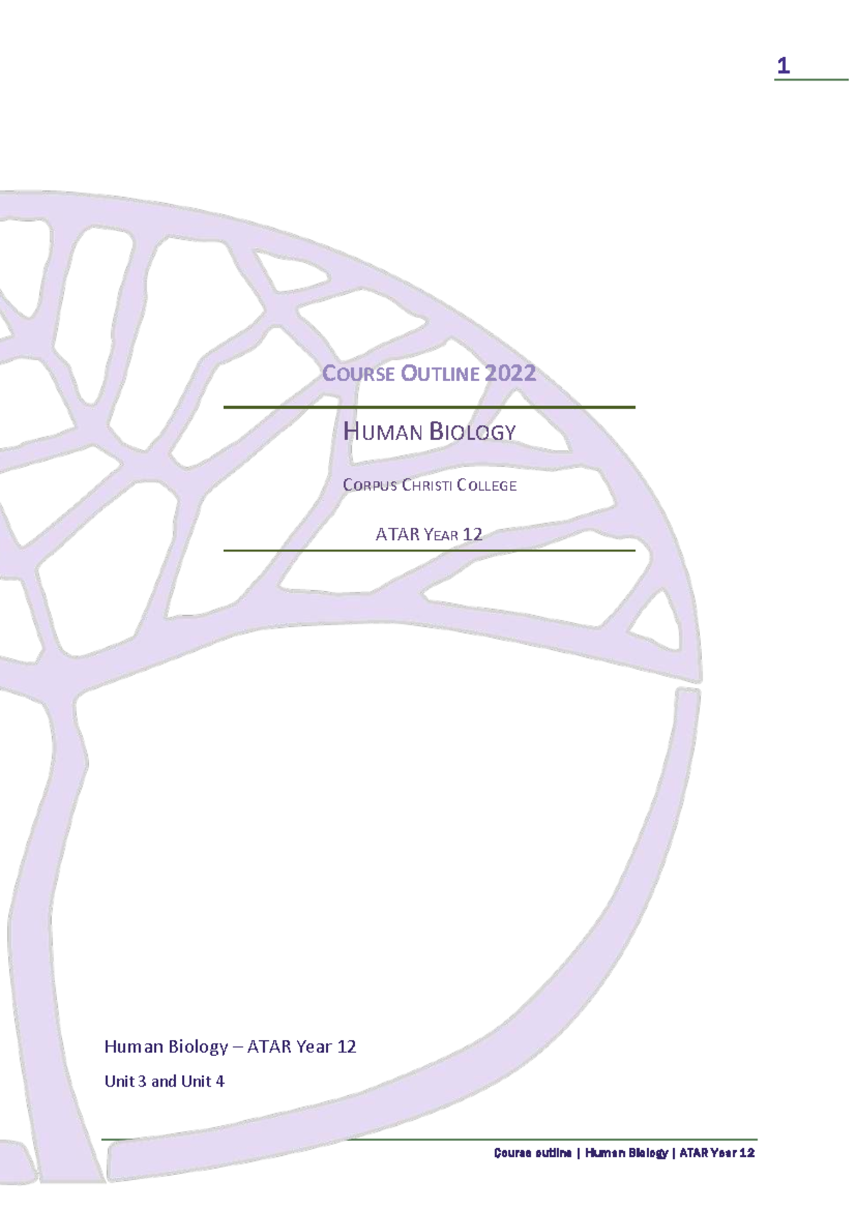 HB12 Human Biology ATAR Year 12 Course Outline 2022: Key Topics & Tasks ...