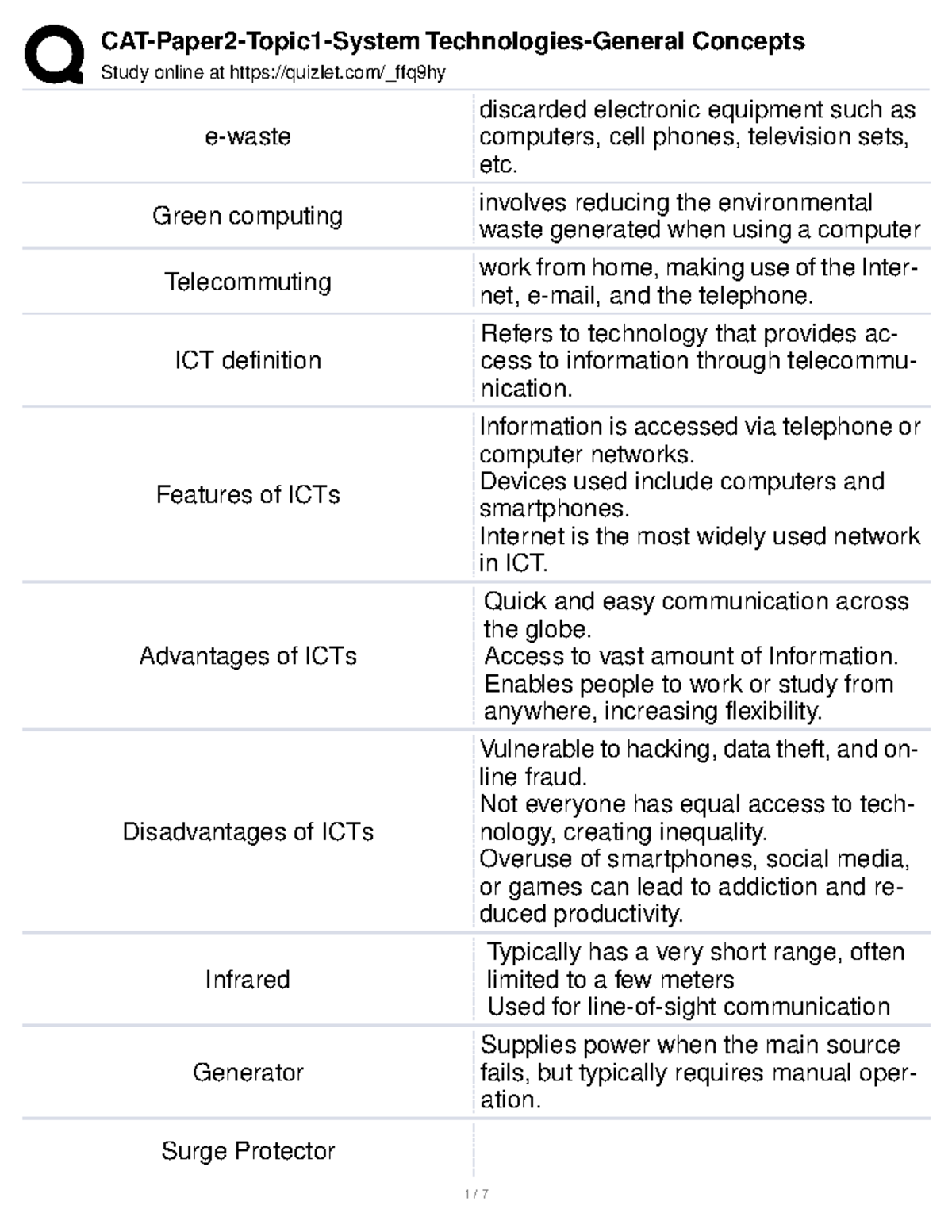 CAT-Paper 2-Topic 1-System Technologies e-Waste & ICT Overview - Studocu