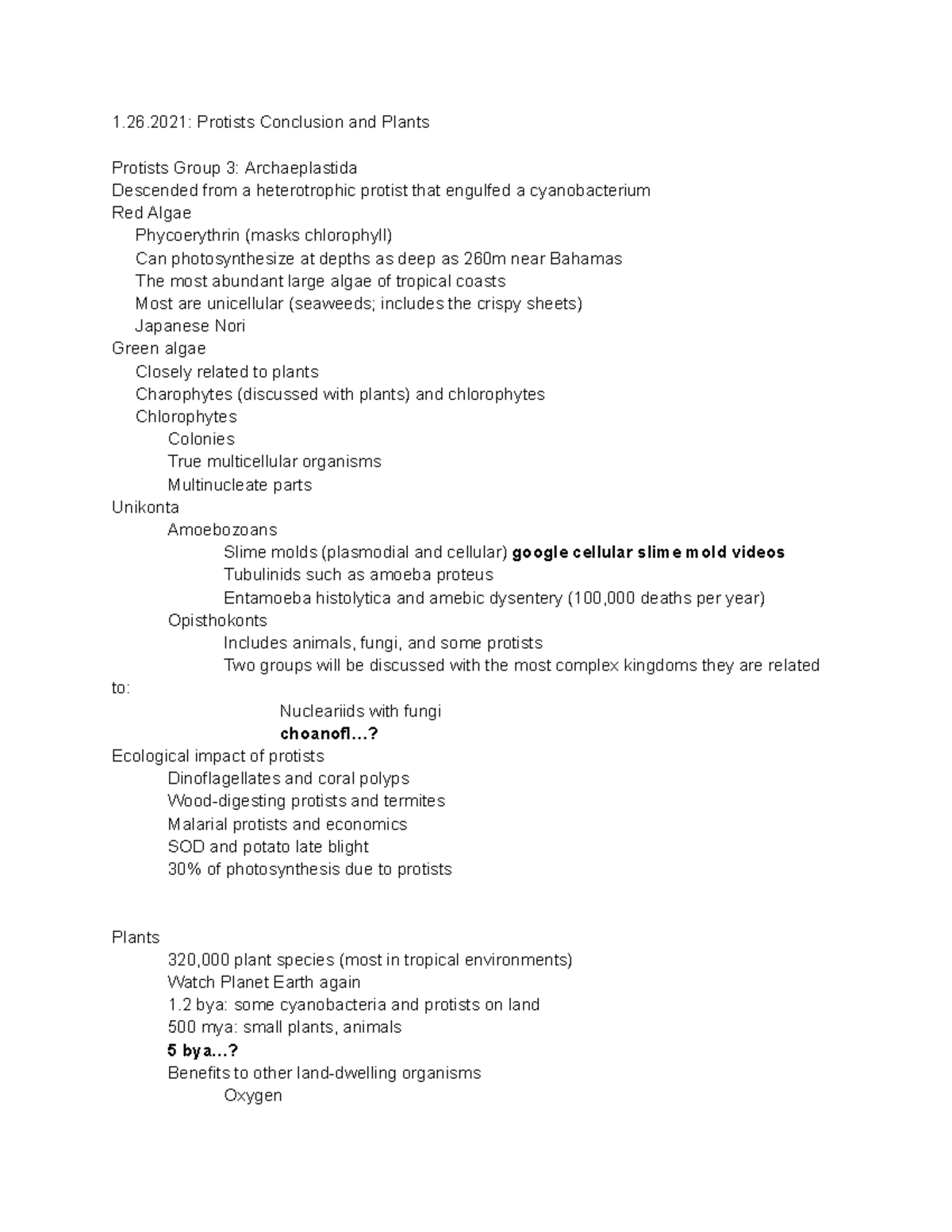 Ch. 29 Protists Conclusion and Plants - 1.26: Protists Conclusion and ...
