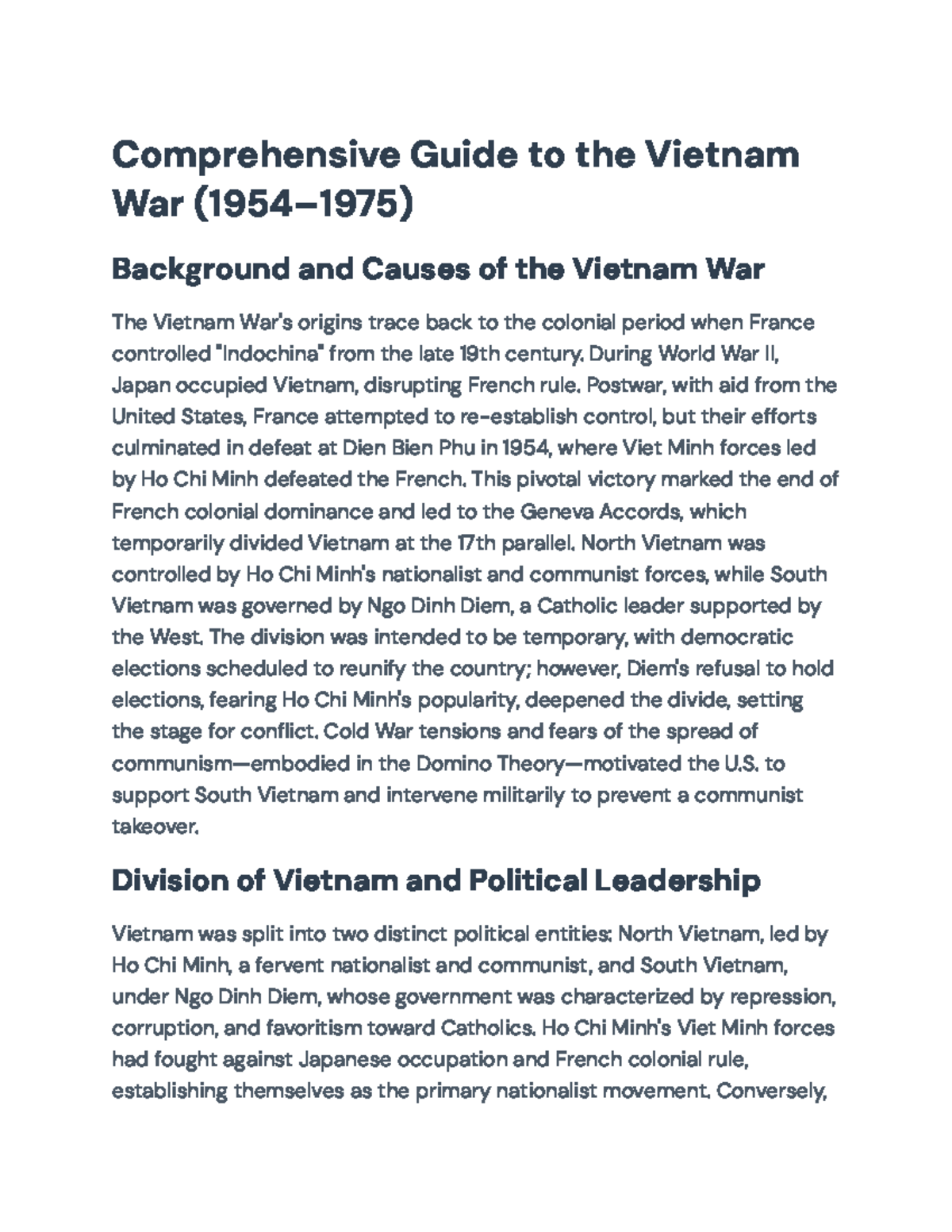 Comprehensive Guide to the Vietnam War (1954-1975): Causes ...