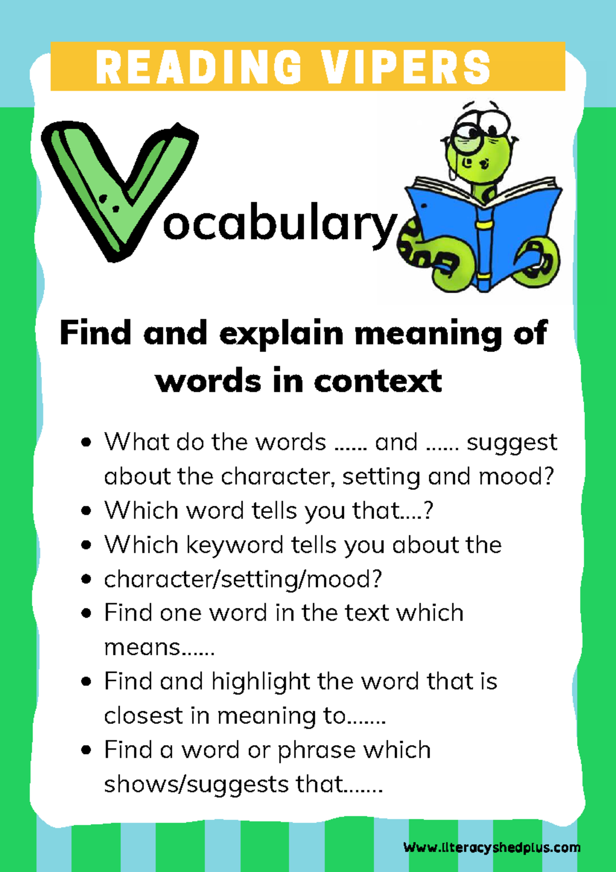 READING VIPERS - Question Stems Pack for Vocabulary & Inference - Studocu