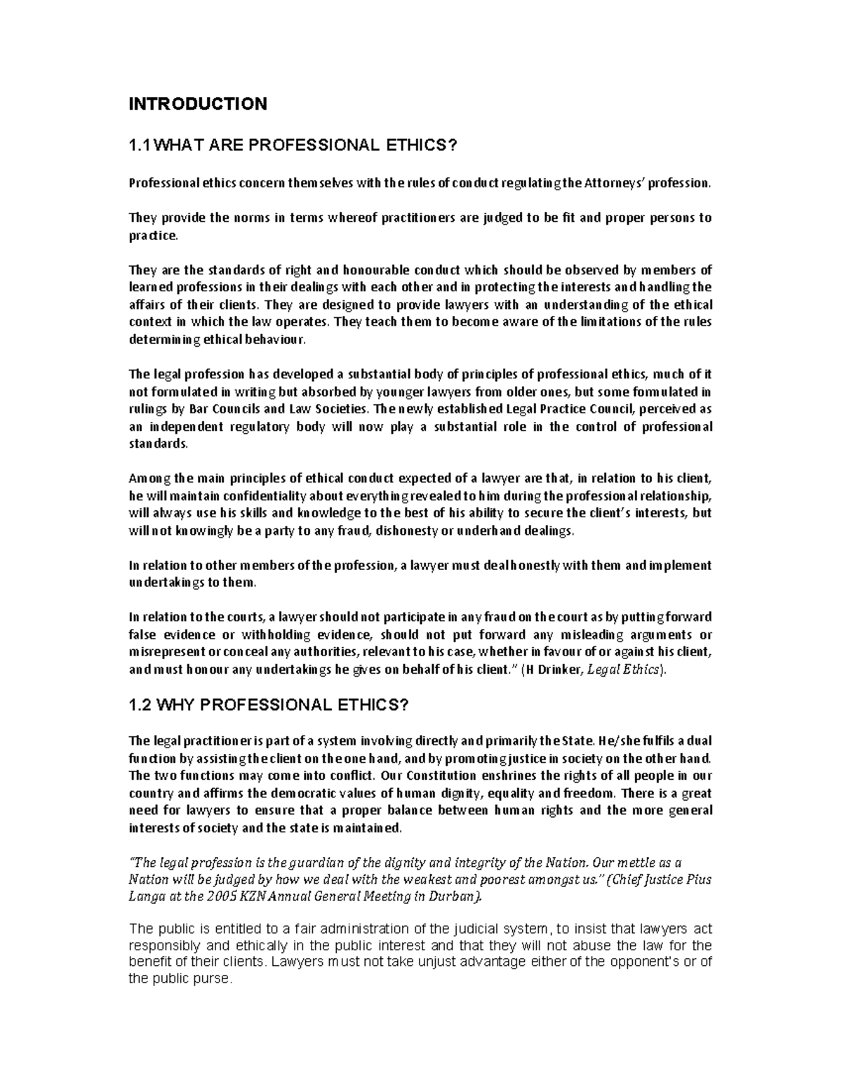 Ethics - Lecture notes 6-8 - INTRODUCTION 1 WHAT ARE PROFESSIONAL ...