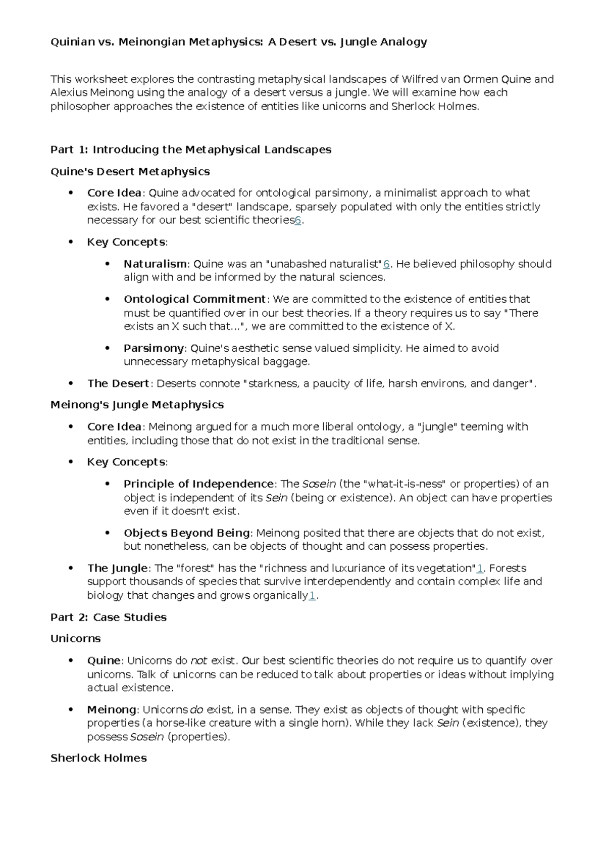 Quine's Desert vs. Meinong's Jungle: Metaphysical Landscapes Analysis ...