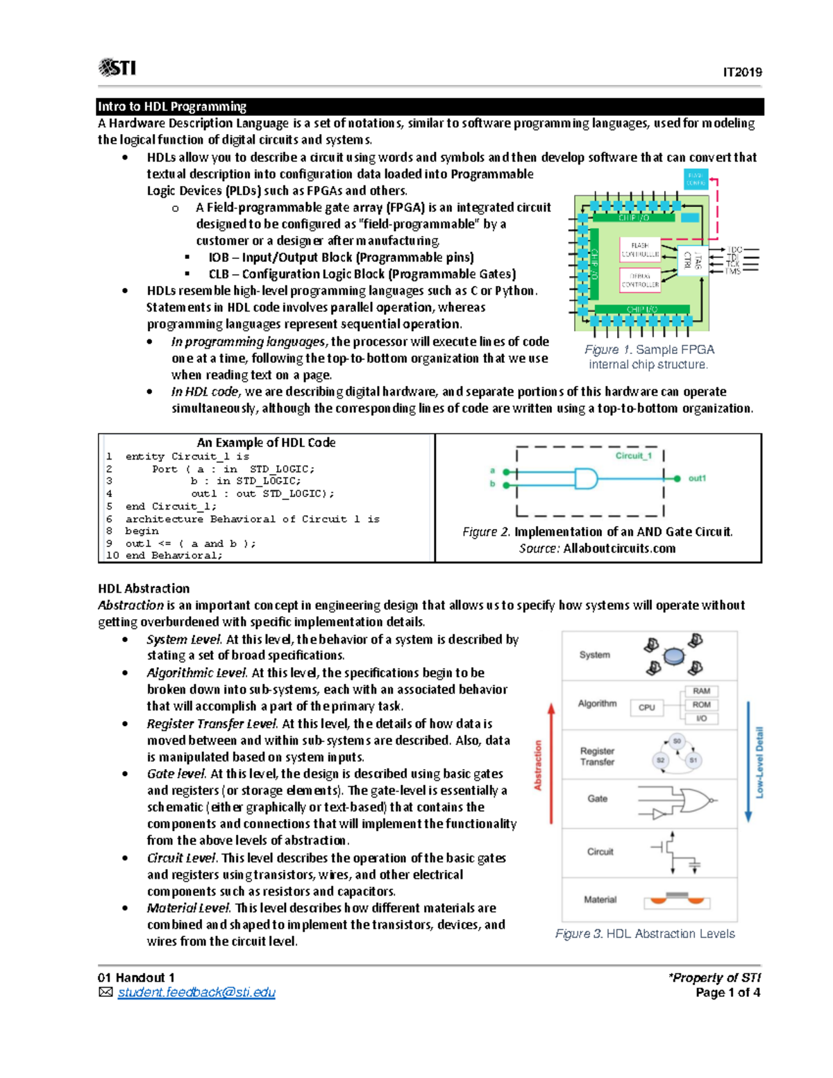 01 Handout 1(19) - 01 Handout 1 *Property of STI Intro to HDL ...
