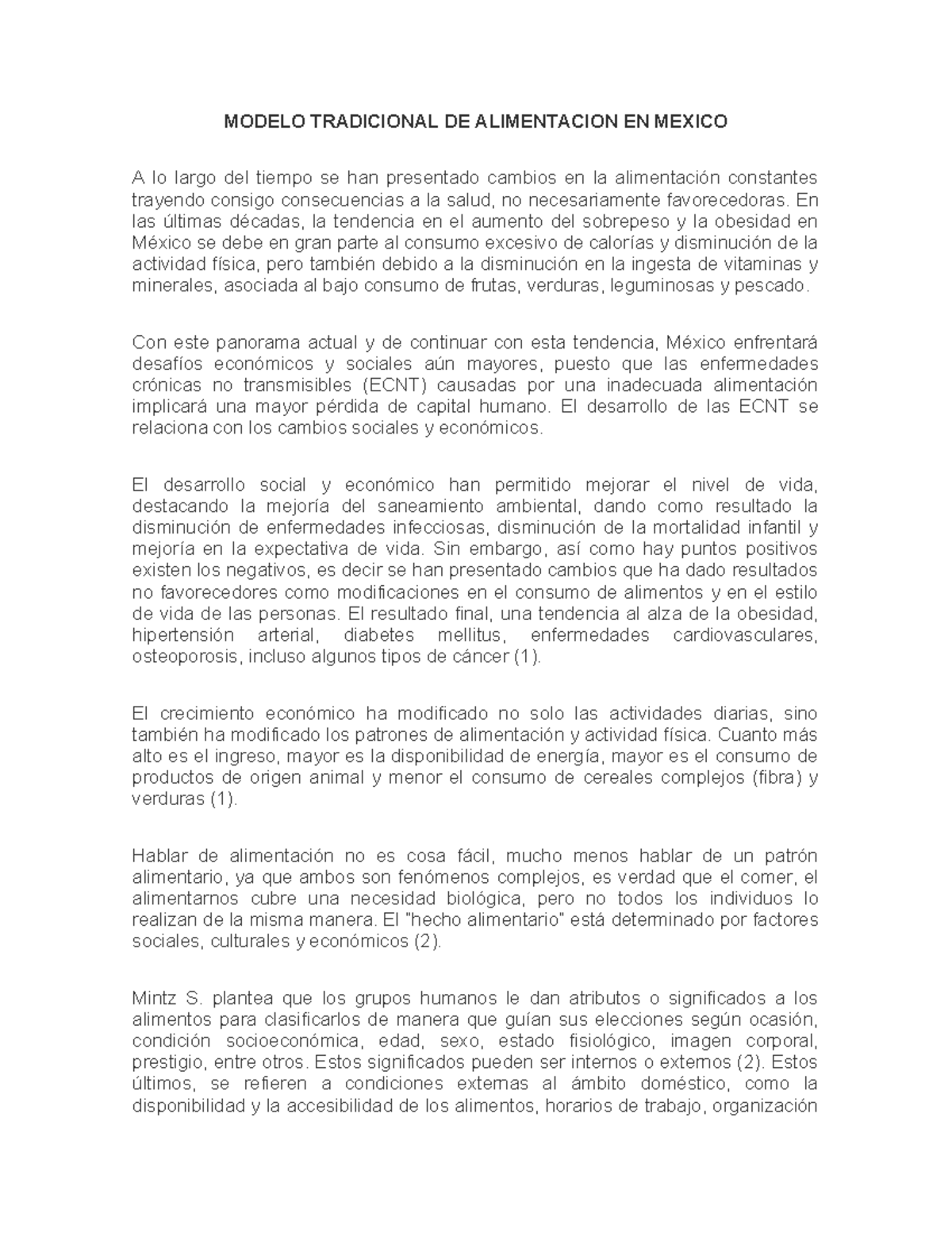 Análisis del Patrón Alimentario Tradicional en México: Cambios y Retos ...