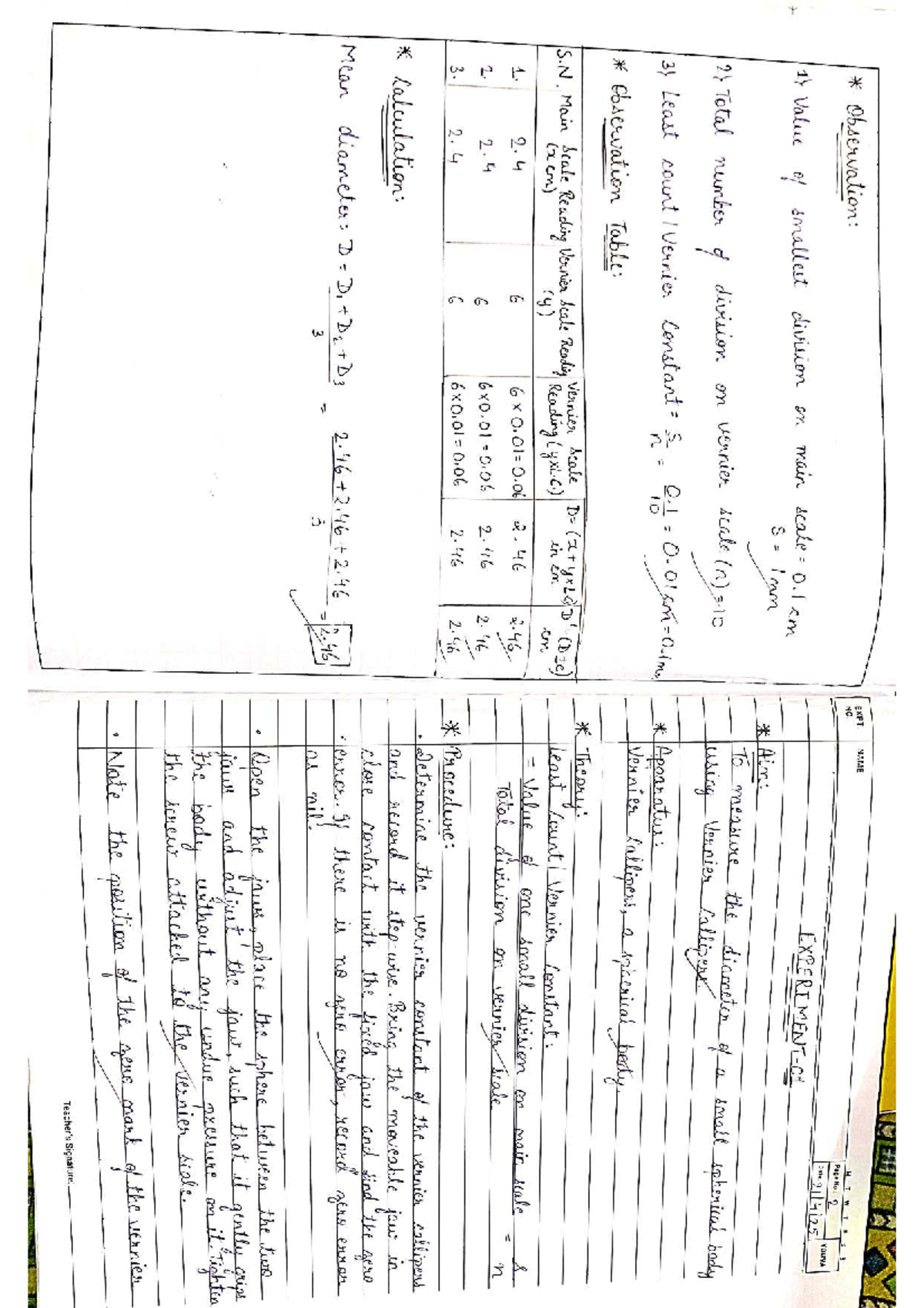 Physics Practical Journal (Term-1) - Experiment Observations and ...