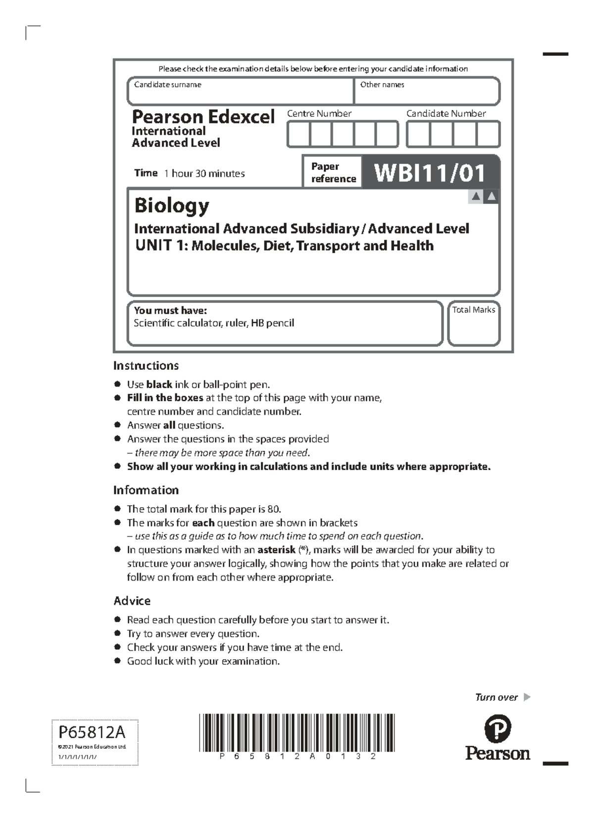 MAY 21 U1 QP 2 - Biology International Advanced Level Exam Paper - Studocu