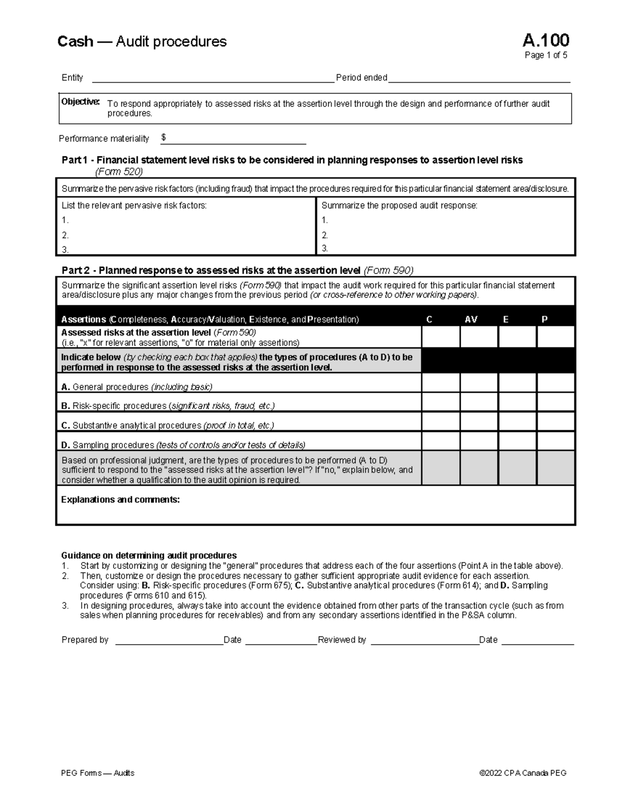 A.100 Cash Audit Procedures: Comprehensive Audit Plan and Responses ...