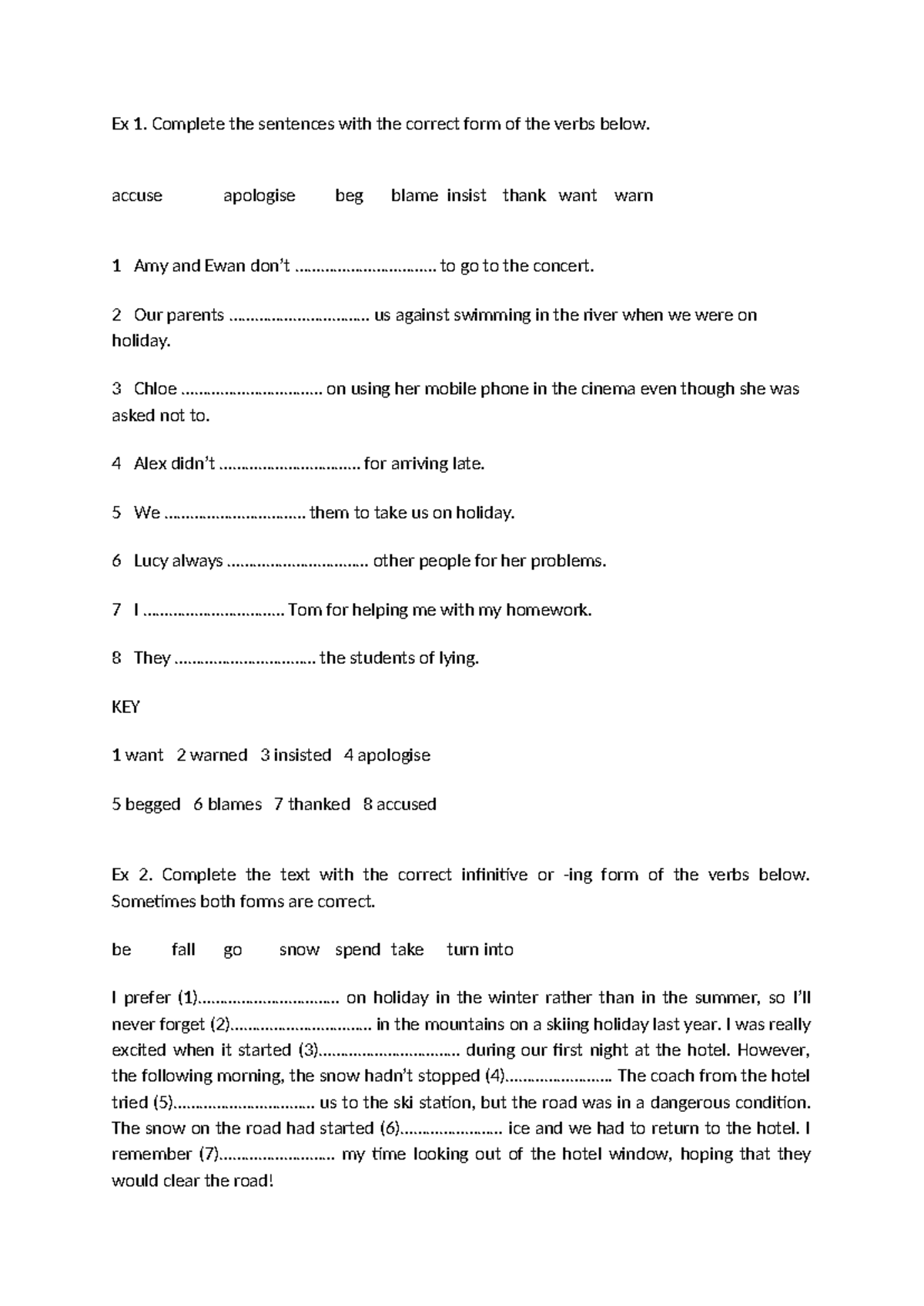 Vocab Exercise Level 4 - Bài tập từ vựng nâng cao - Ex 1. Complete the ...