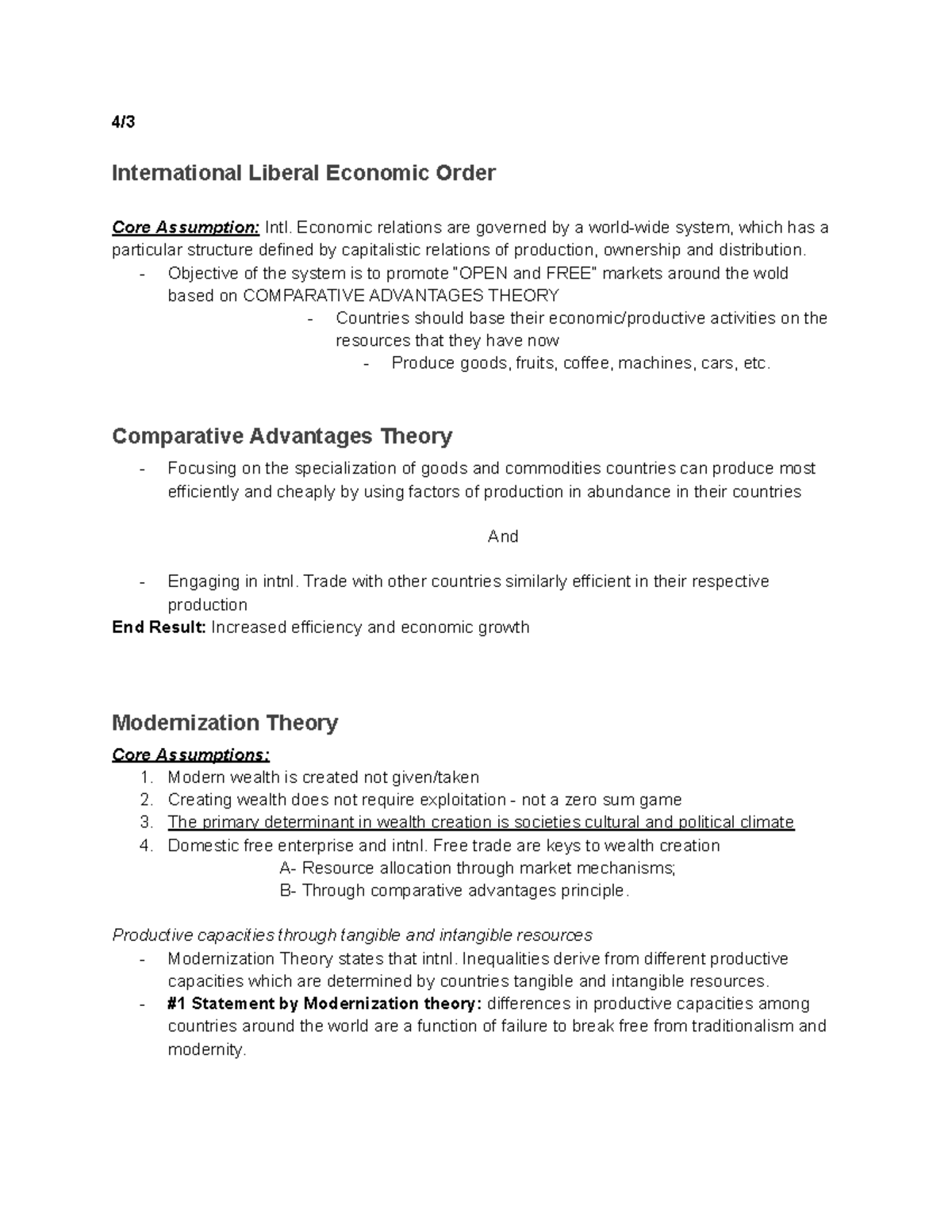 Global Political Economy Lecture: Intl. Liberal Order & Theories - Studocu
