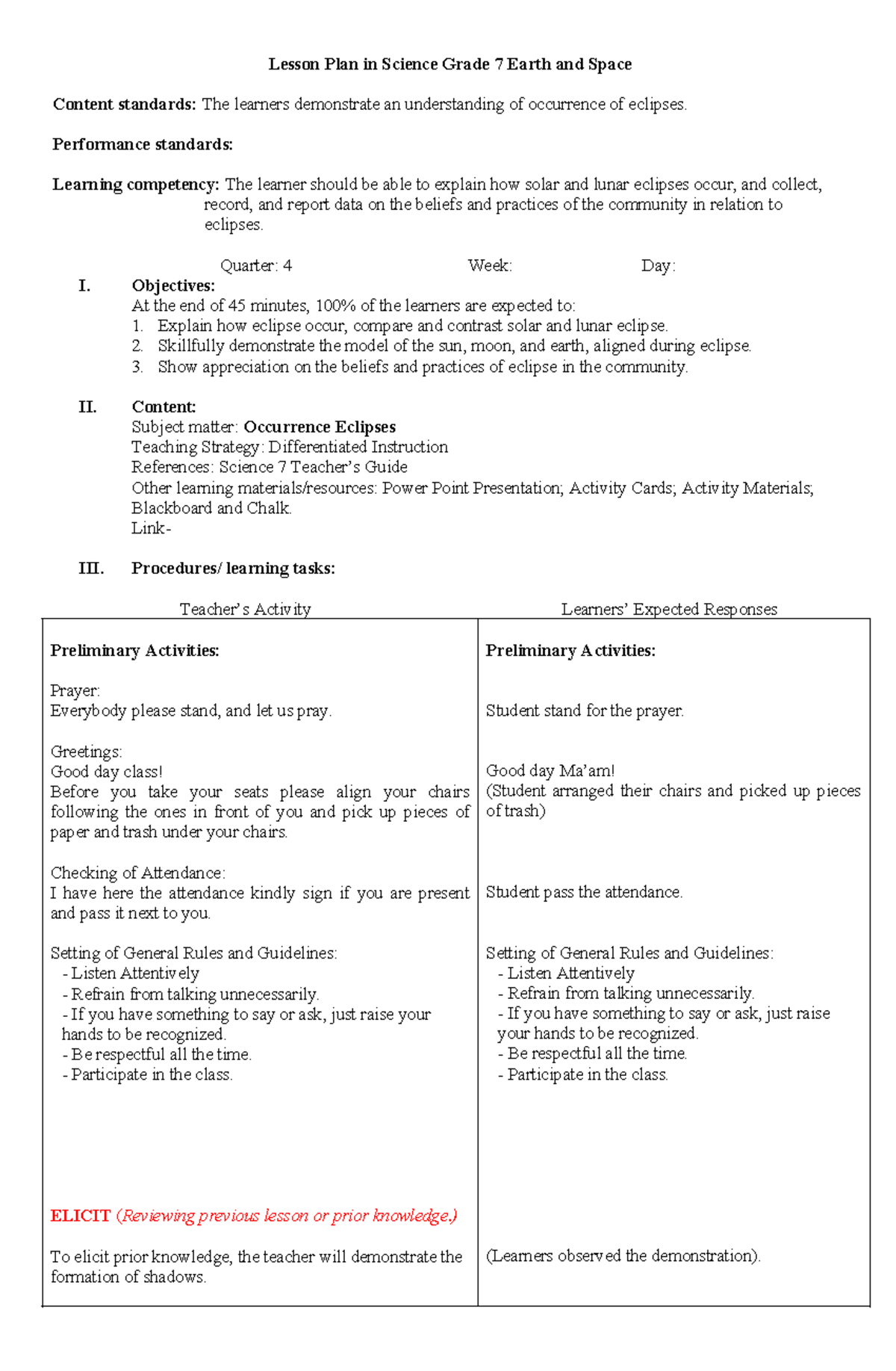 LPscience g7 eclipses - lesson plan - Lesson Plan in Science Grade 7 ...