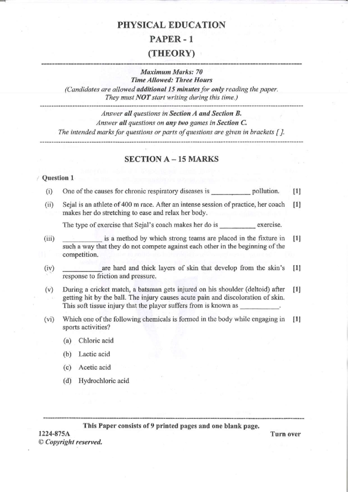 2024 PHYSICAL EDUCATION PAPER 1 (THEORY) - Board Exam Guide - Studocu