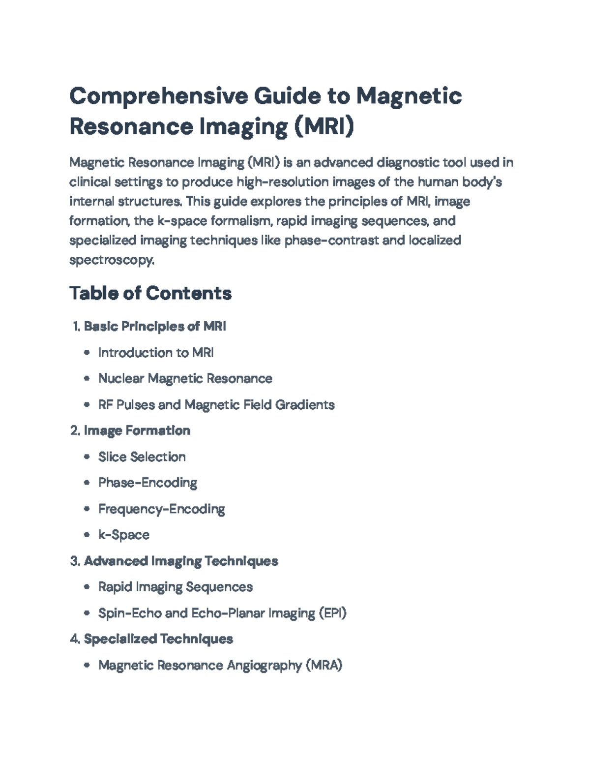Comprehensive Study Guide on MRI Principles & Advanced Techniques - Studocu