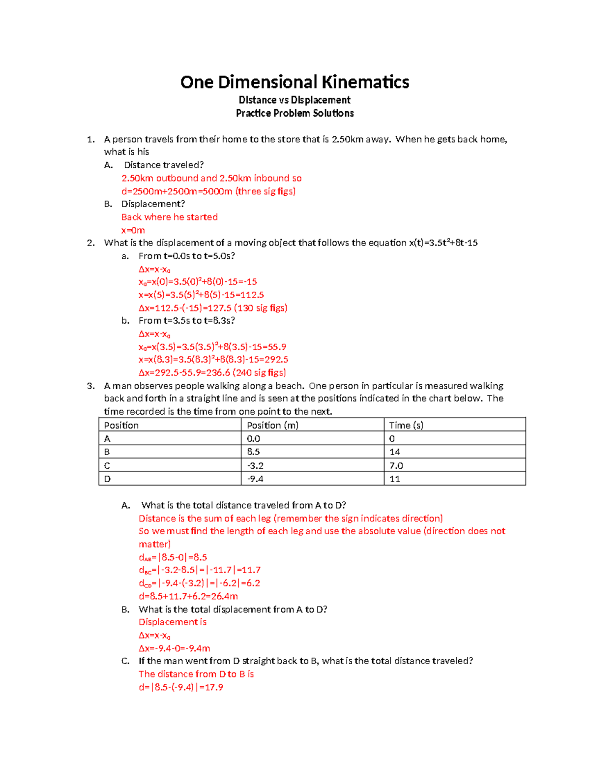 Module Two: One Dimensional Kinematics Distance & Displacement ...