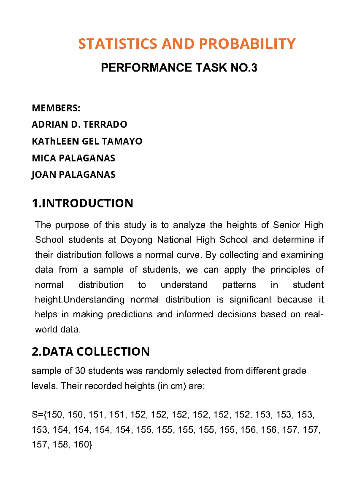 Statistics AND Probability - 1 2 COLLECTION STATISTICS AND PROBABILITY ...