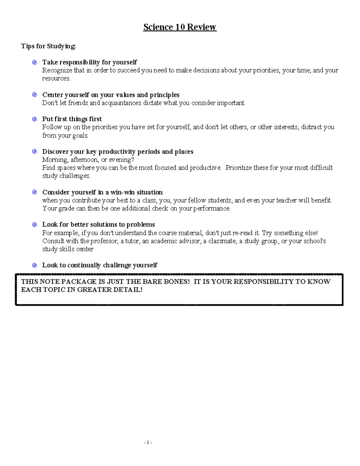 Science 10 Final Review Guide: Key Concepts and Study Tips - Studocu