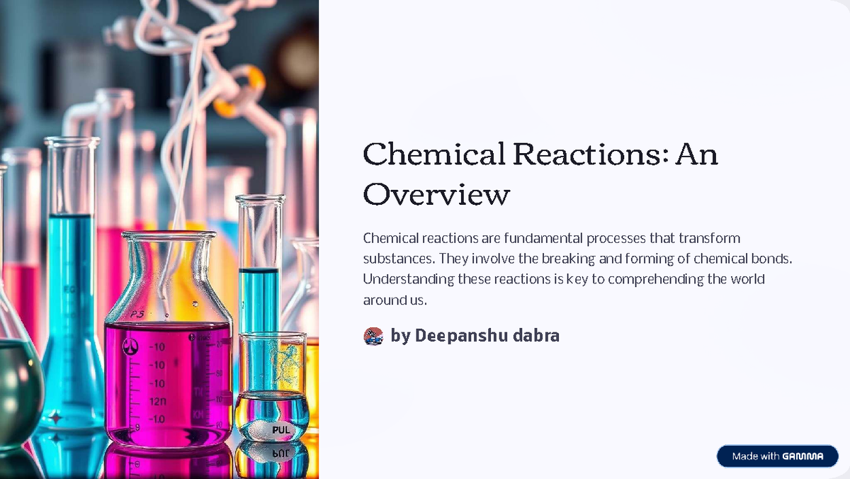 CHEM 101: Overview of Chemical Reactions and Their Types - Studocu