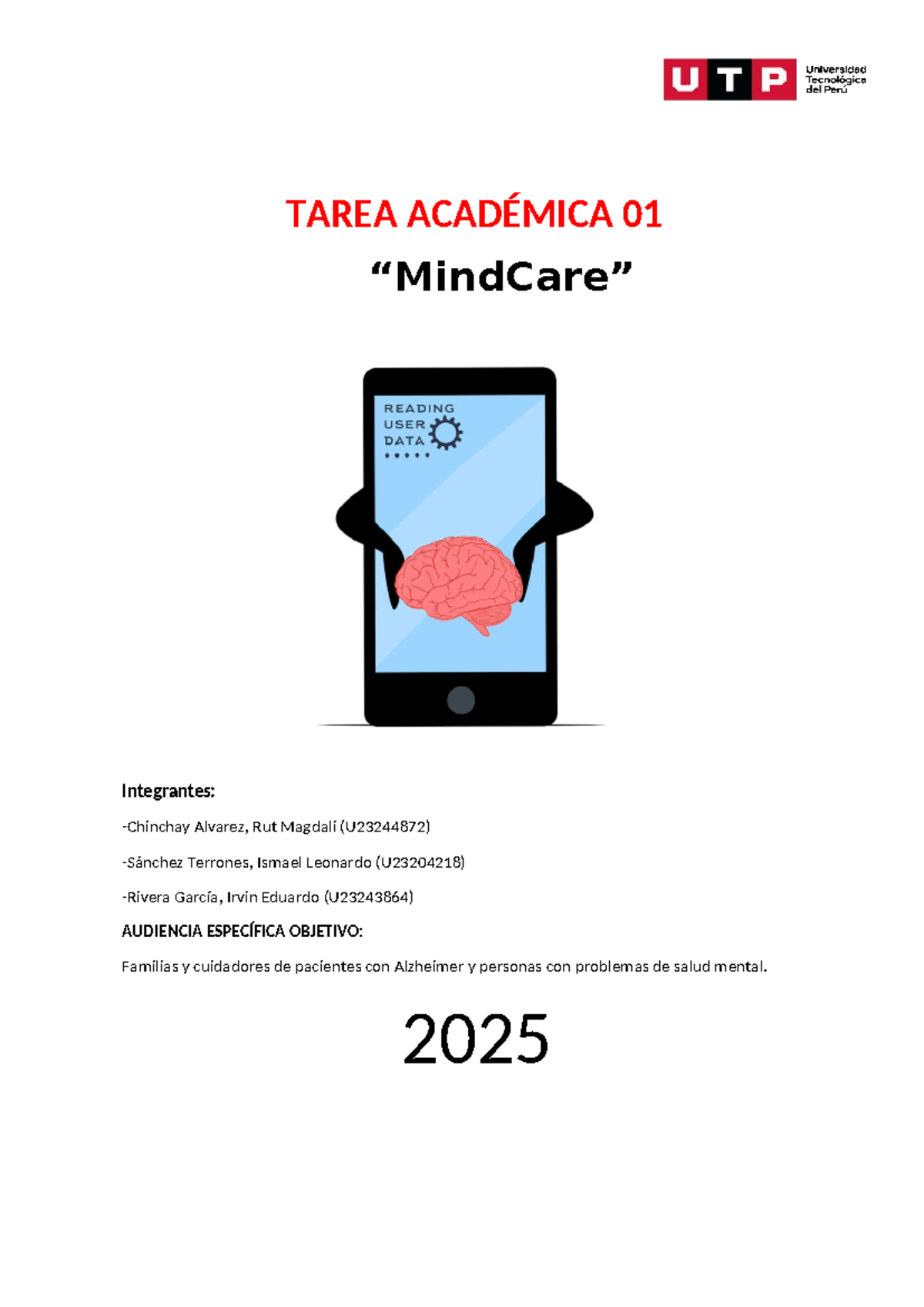 TAREA ACADÉMICA 01: Proyecto MindCare para Alzheimer y Salud Mental ...