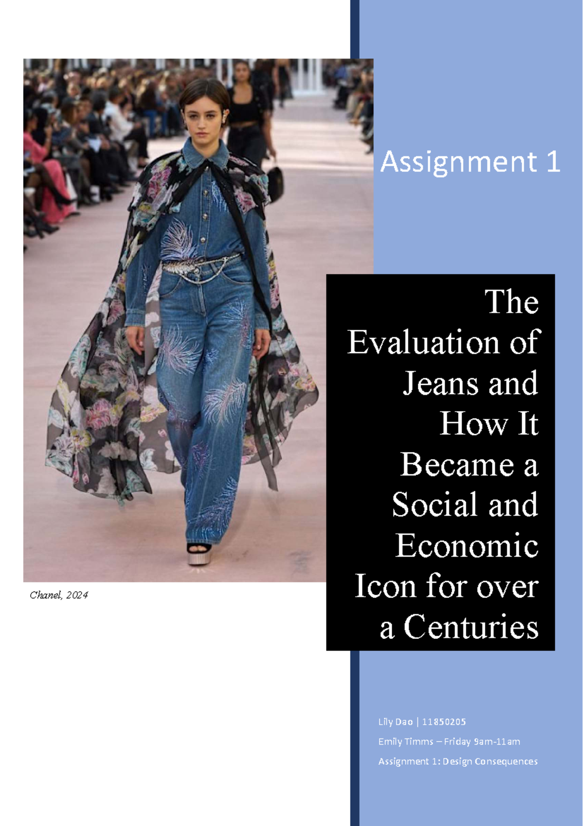 DYB124 A1: The Evolution of Jeans as a Social and Economic Icon - Studocu