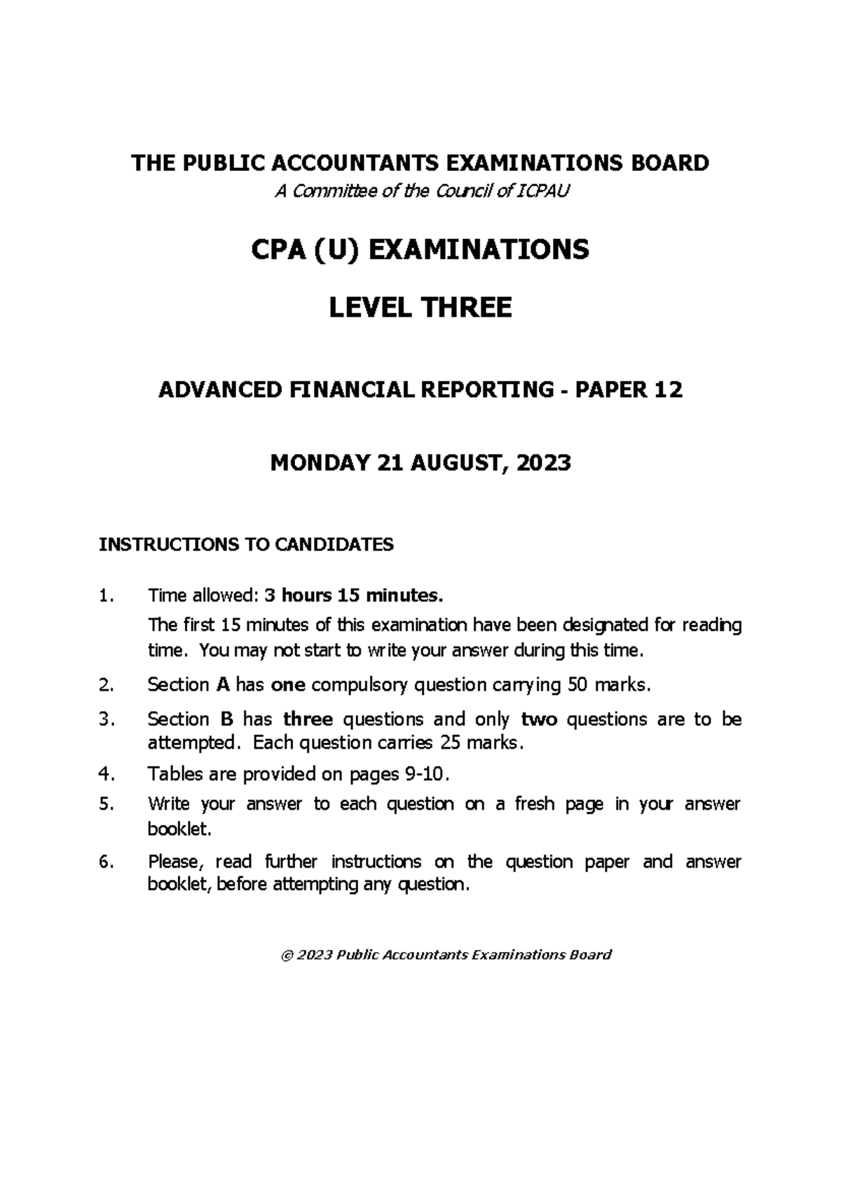 CPA Paper 12 Advanced Financial Reporting - THE PUBLIC ACCOUNTANTS ...
