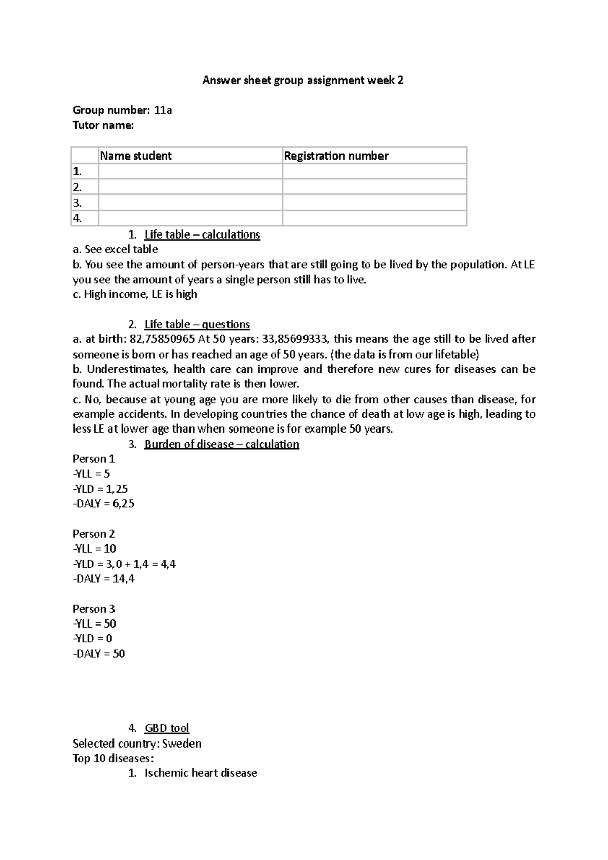 Group Assignment Answer Sheet: Week 2 Analysis and Calculations ...