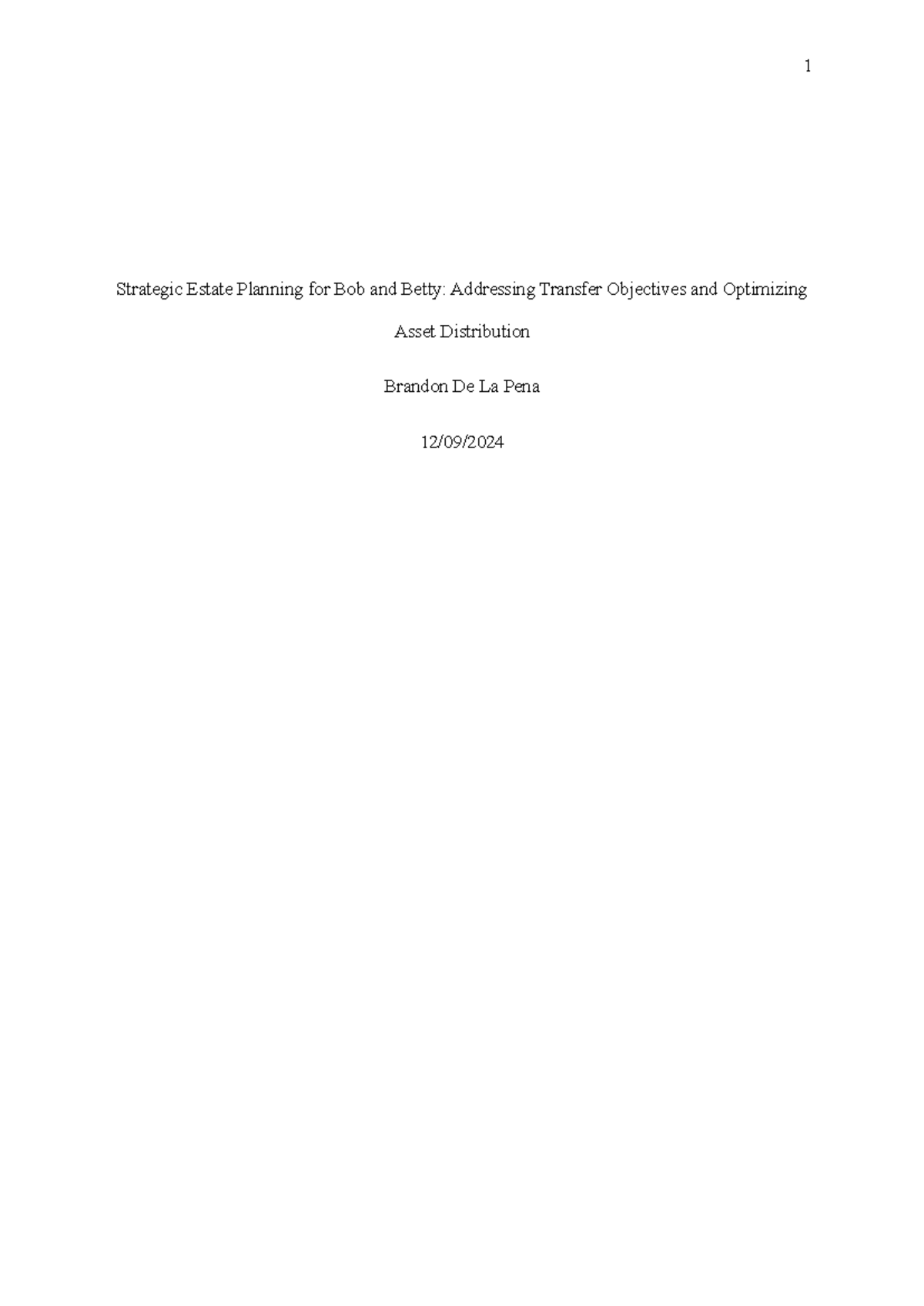 FIN 460 Estate Planning Strategies for Bob and Betty's Goals - Studocu
