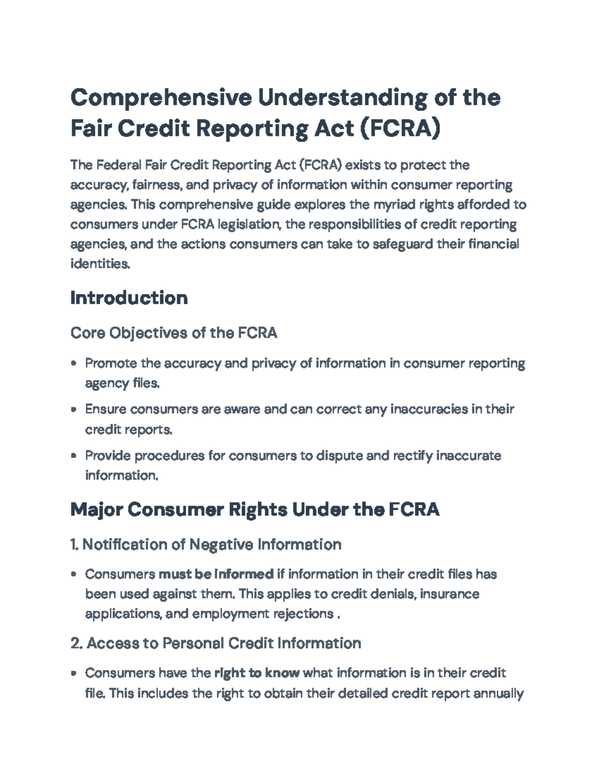 Comprehensive Guide to Consumer Rights Under FCRA Regulations ...