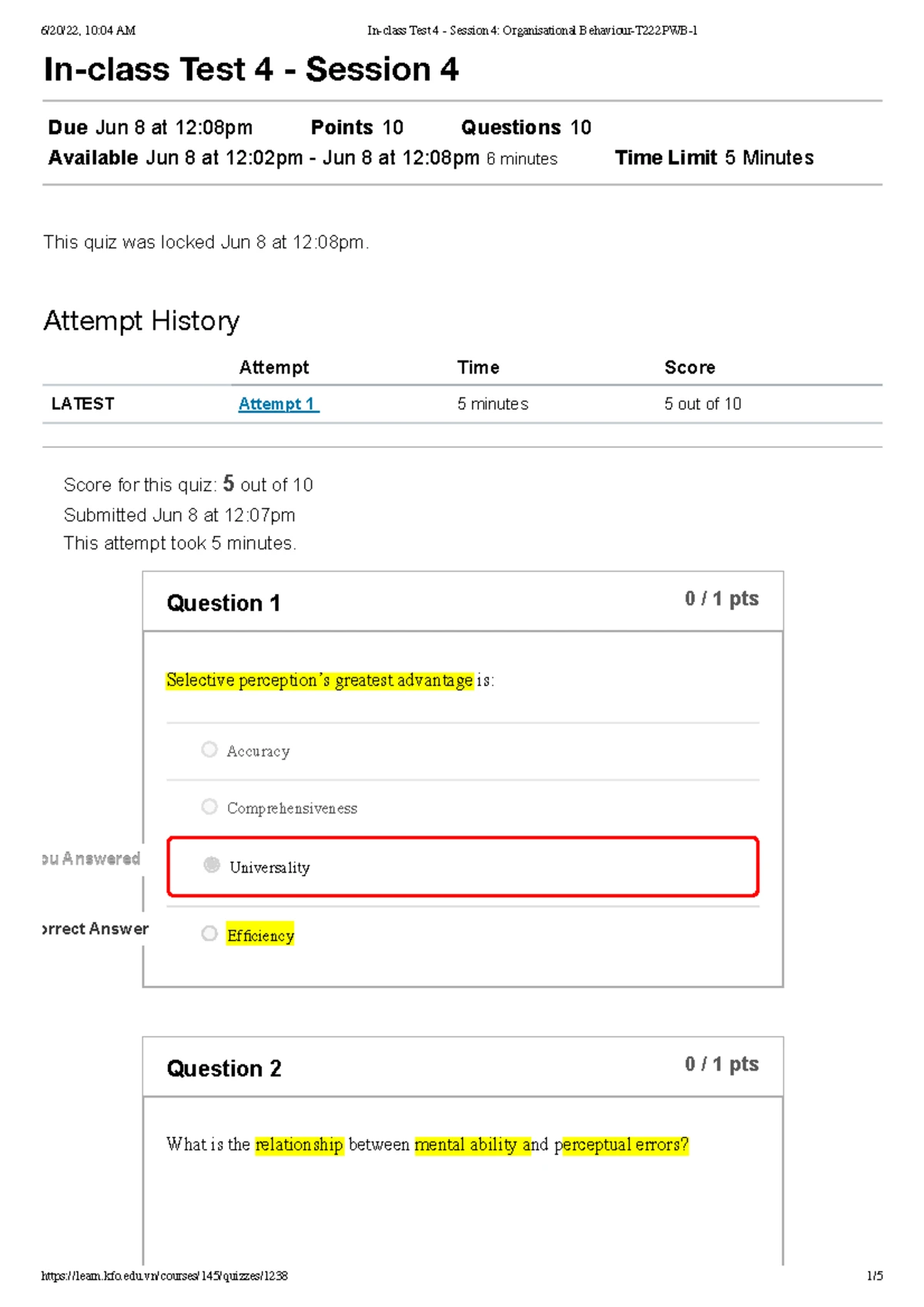 In-Class-Test-2-Session-2 -Organisational-Behaviour-T222PWB-1 - In ...