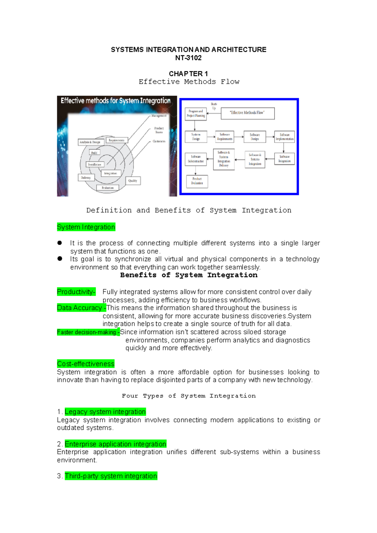 SIA Chapter 1 5 Reviewer - SYSTEMS INTEGRATION AND ARCHITECTURE NT ...