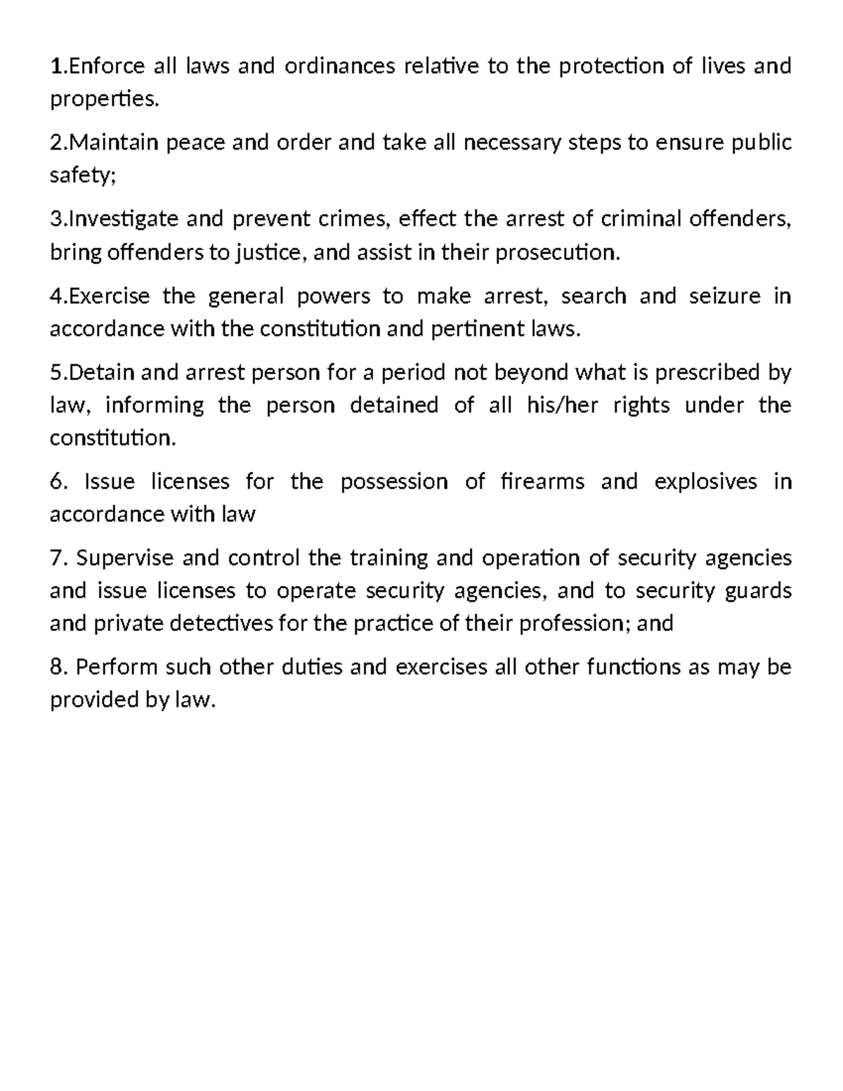 PNP Powers and Functions: Legal Framework and Responsibilities - Studocu