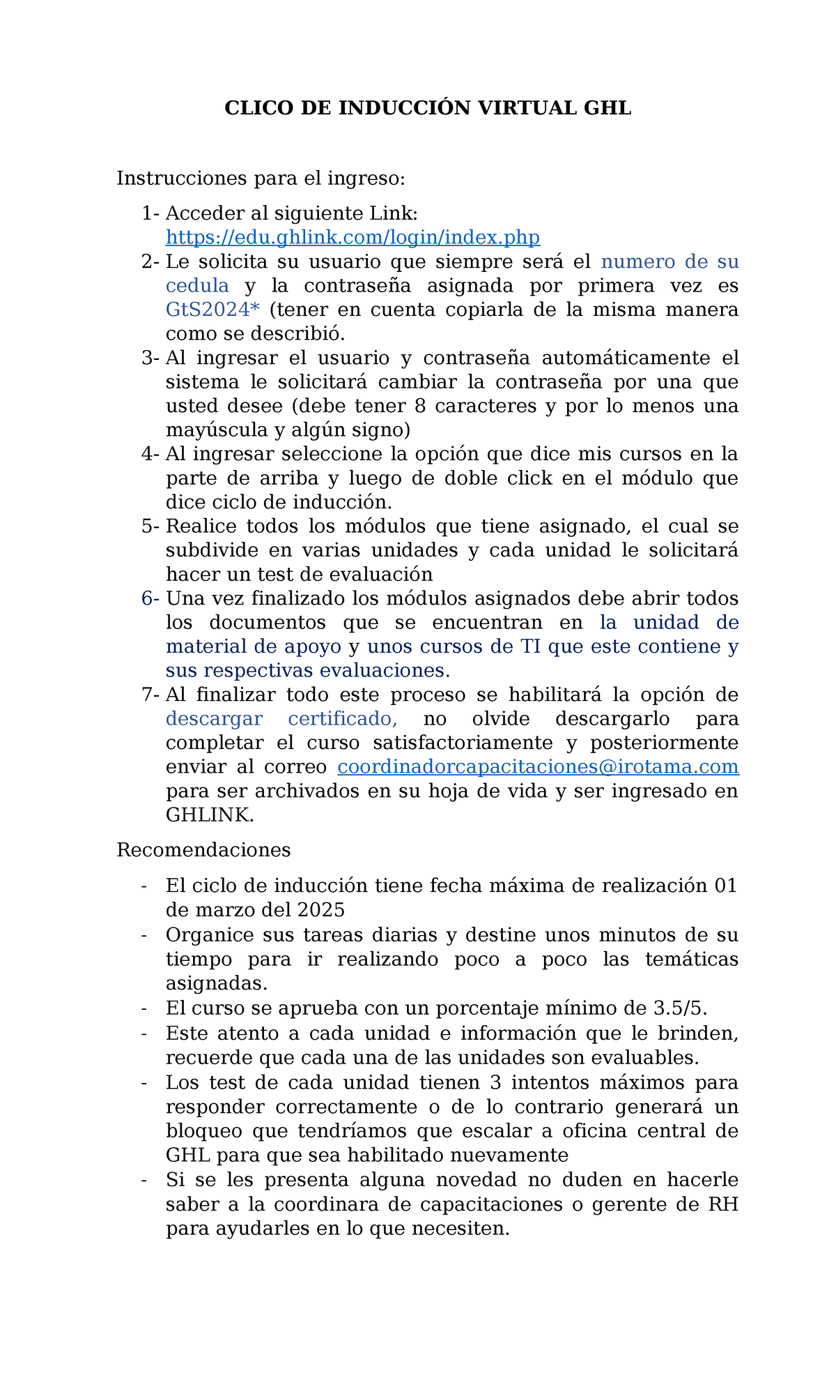 Guía para el Ciclo de Inducción Virtual GHL 2024 - Studocu