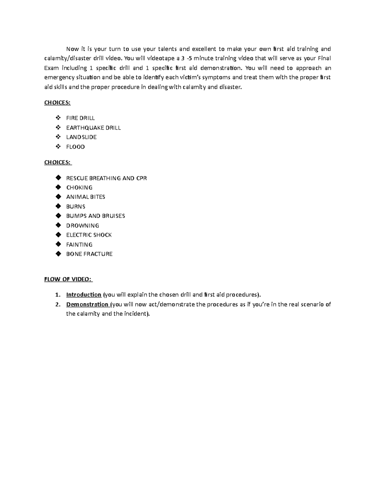 Rubrics for drill and first aid - Now it is your turn to use your ...