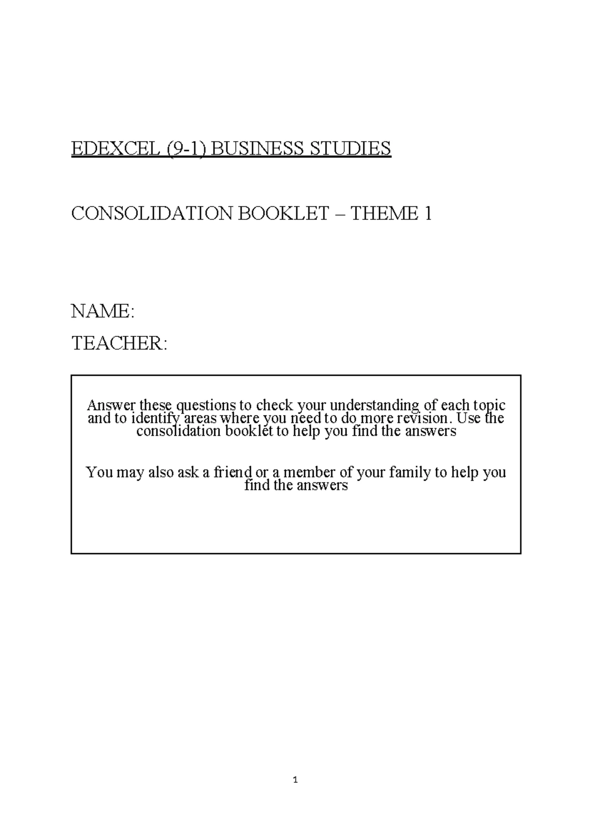 Pearson Edexcel GCSE (9–1) Business Spec - July 2022 Key Formulae - Studocu