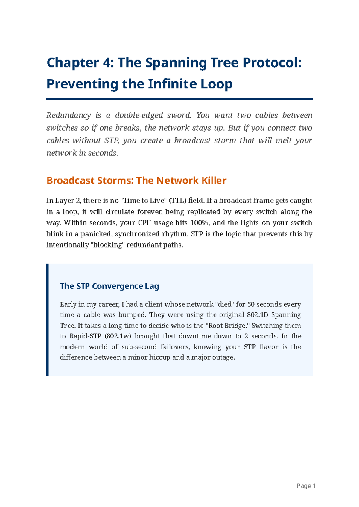 Chapter 4: STP and Broadcast Storms - Preventing Network Loops - Studocu