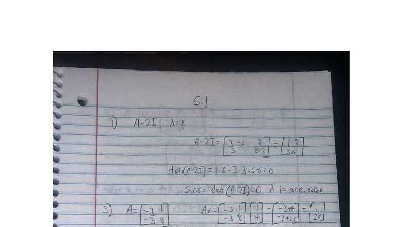 Hw 5: Eigenvalues and Eigenvectors in Linear Algebra - Studocu