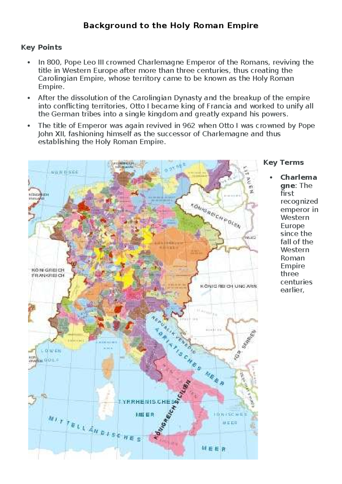 Key Points on the Holy Roman Empire: Origins & Structure - Studocu