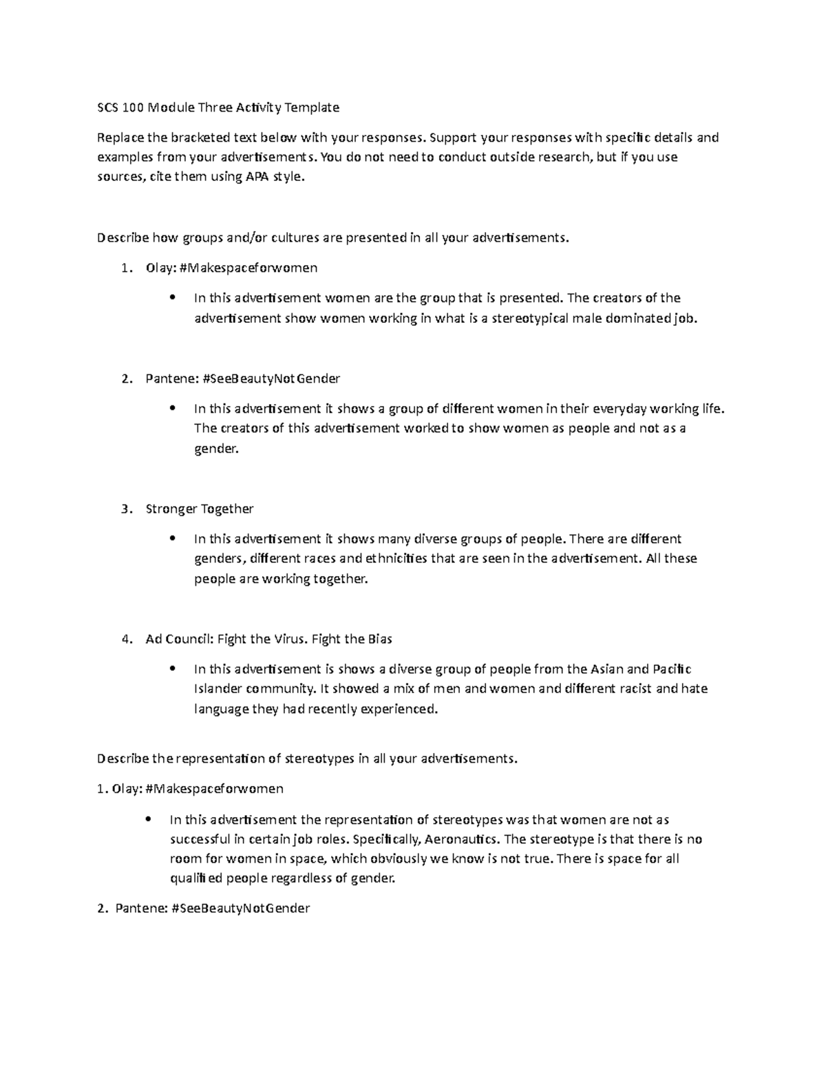 SCS 100 Module 3 - SCS 100 Module Three Activity Template Replace the ...