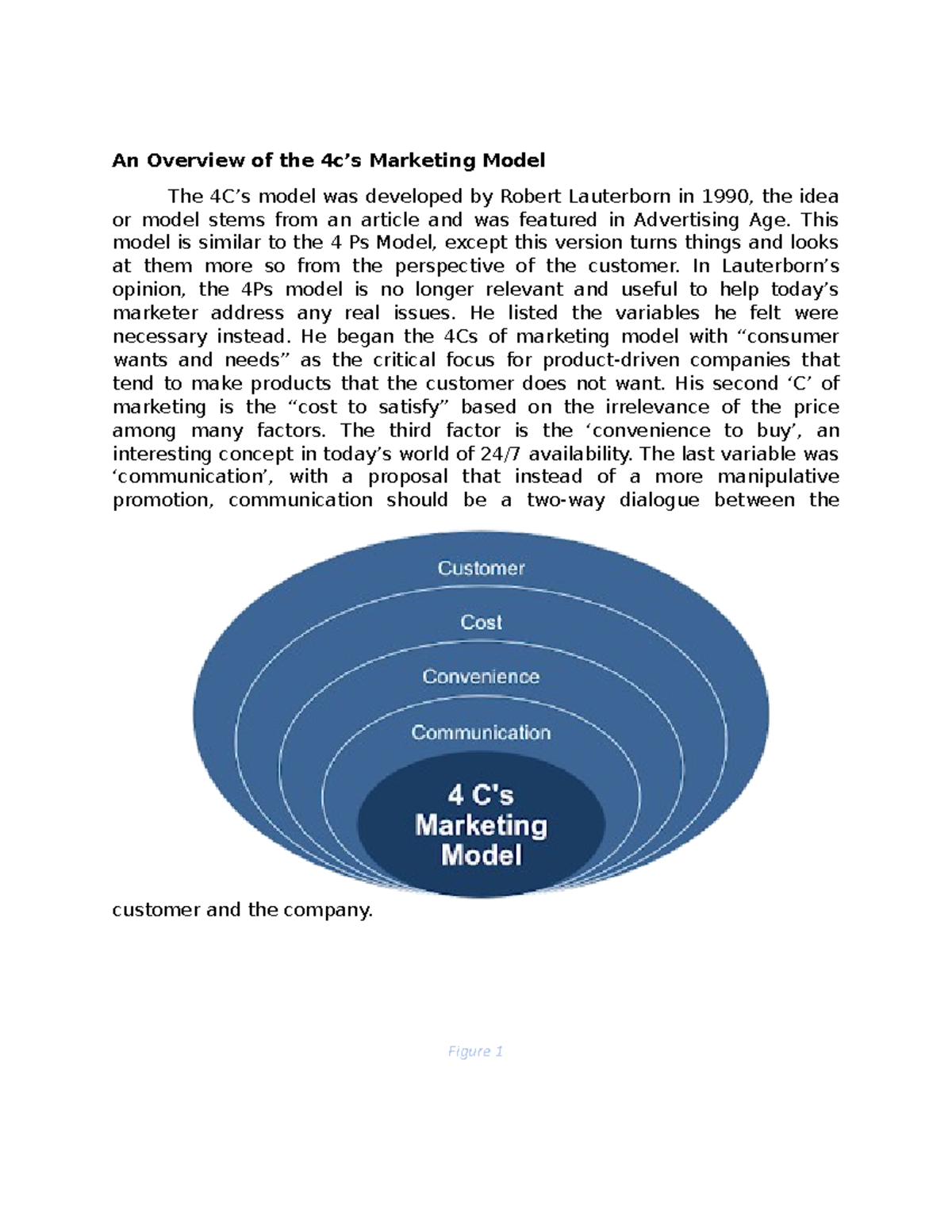 An Overview of 4C'S Marketing Model - An Overview of the 4c’s Marketing ...