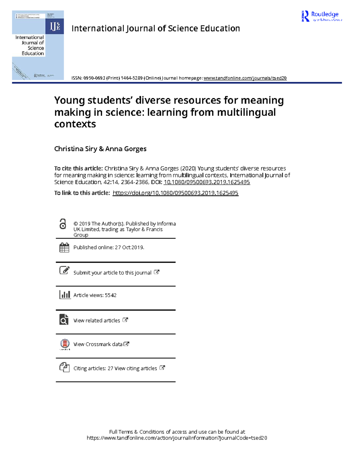 Young Students' Diverse Resources for Meaning Making in Science: A ...