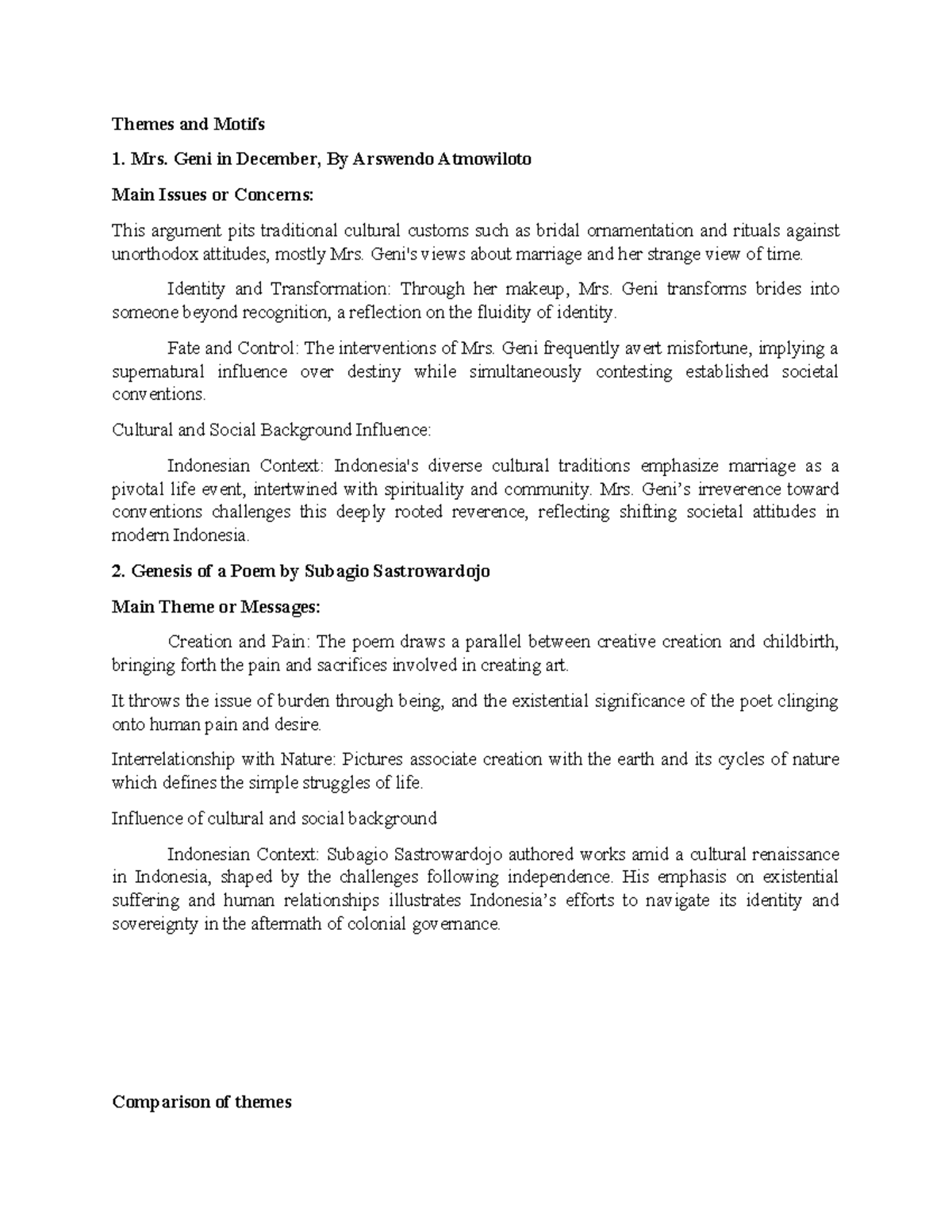 ASEAN Literature Comparisons: Mrs. Geni and The End Product of a Poem ...