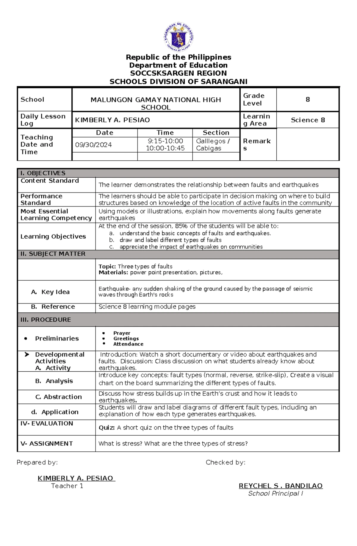 STE EXAM - STE Examination - Republic of the Philippines Department of ...