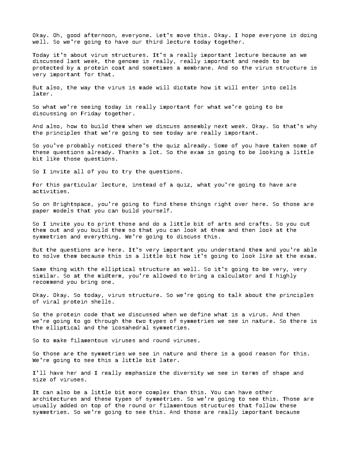 Virus Structures: Key Principles and Symmetries (BIOL 1246189 Lecture ...